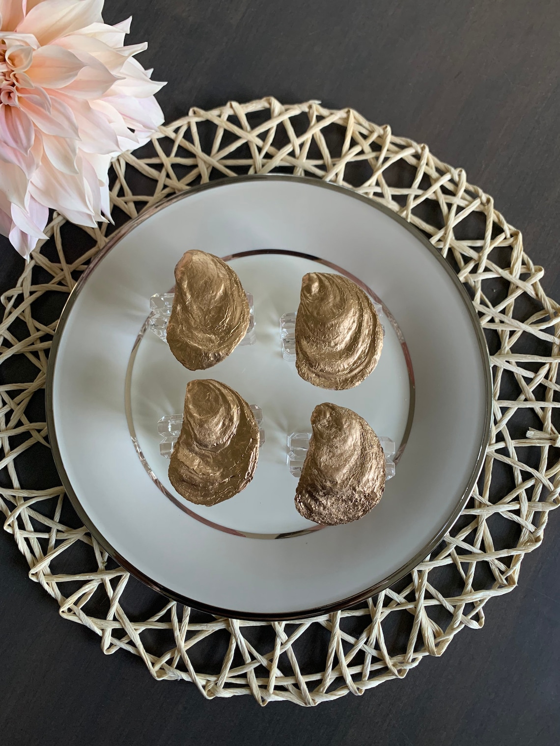 Gold Gilded Natural Oyster Shell Napkin Ring - Etsy