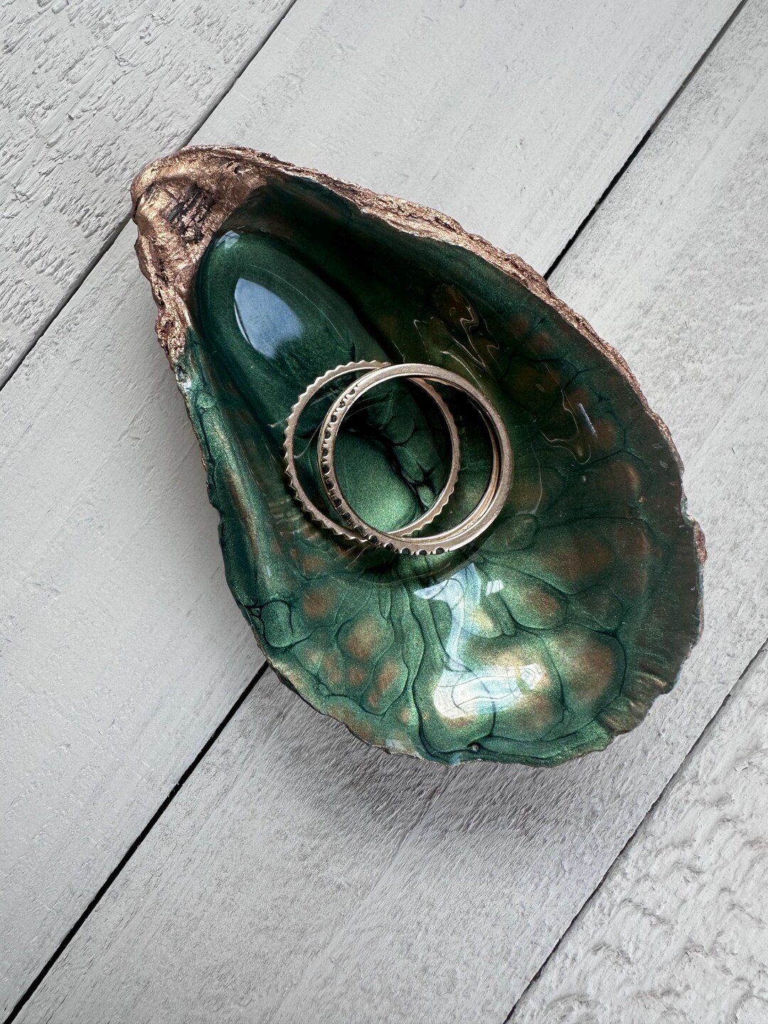 Emerald Green Oyster Shell Ring Dish With Gold, Gift Boxed - Etsy