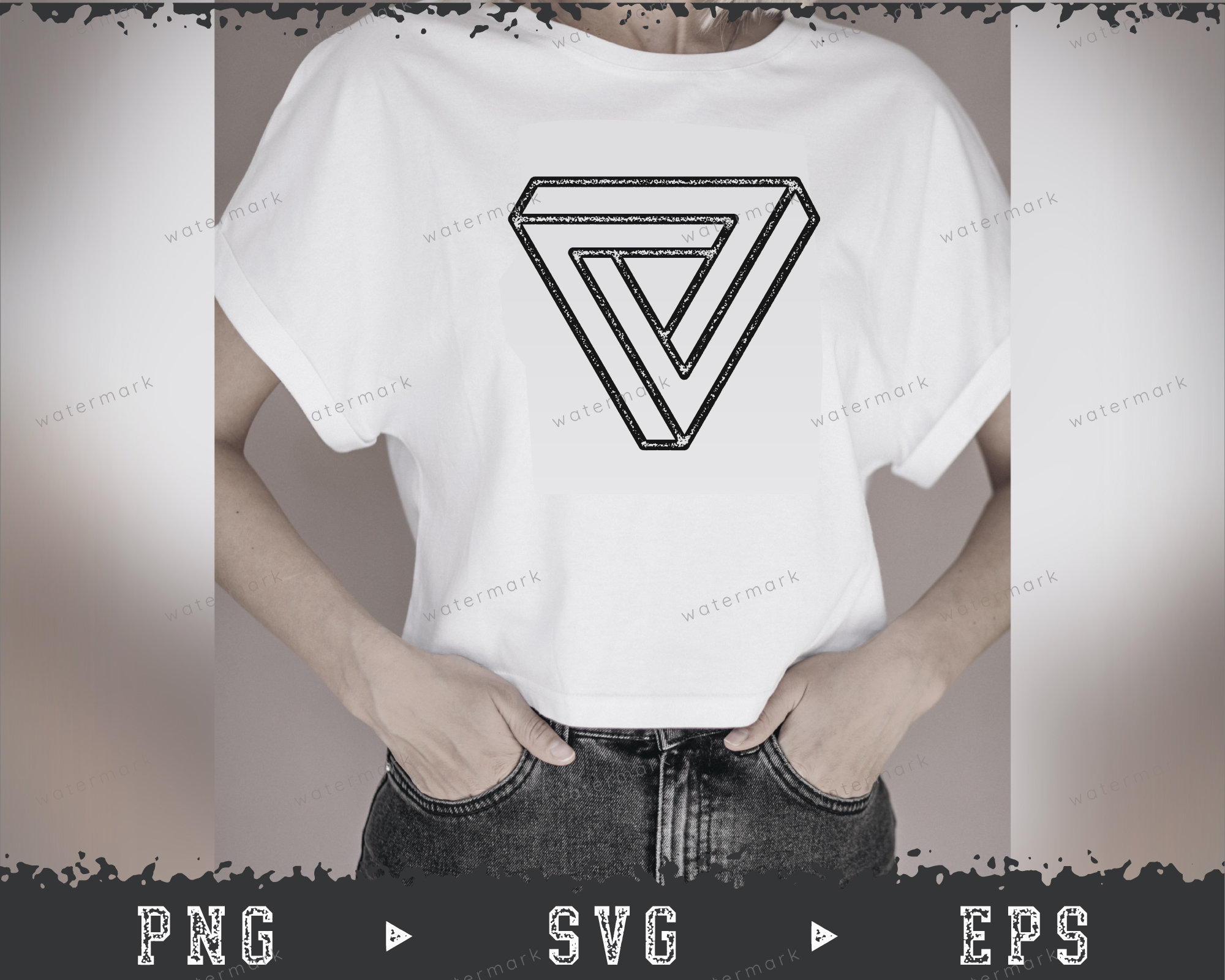 Penrose Impossible Triangler SVG. Silhouette Distressed PNG. - Etsy