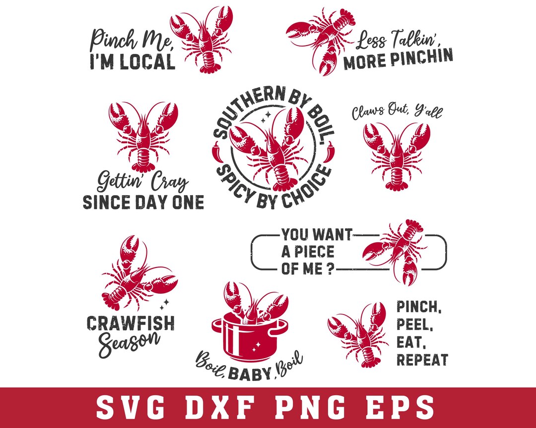 Crawfish Svg BUNDLE, Crayfish Svg, Sublimation, Clipart, Crawfish Cut ...