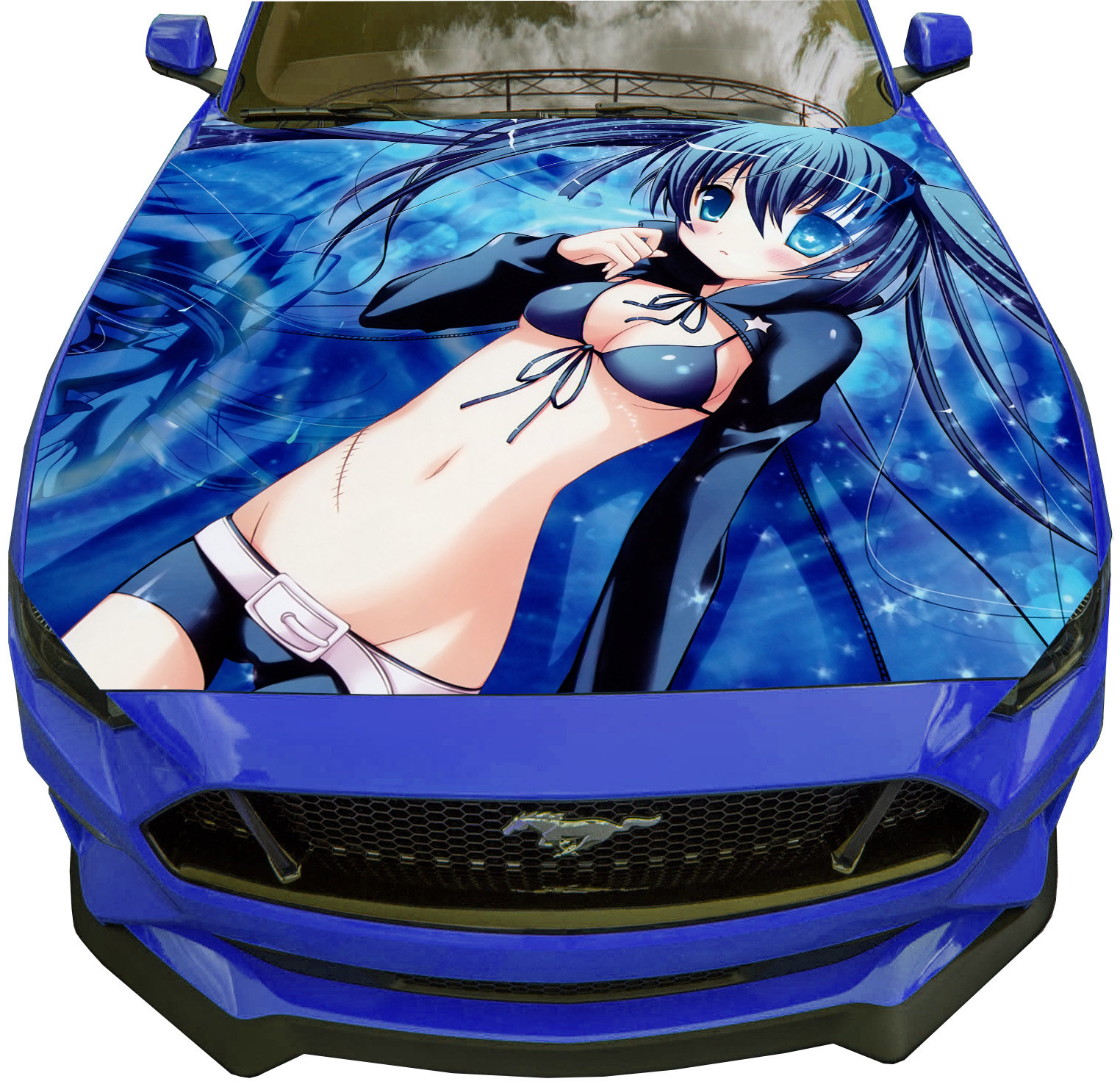 Vinyl Car Hood Wrap Full Color Graphics Decal Anime Girl With Etsy