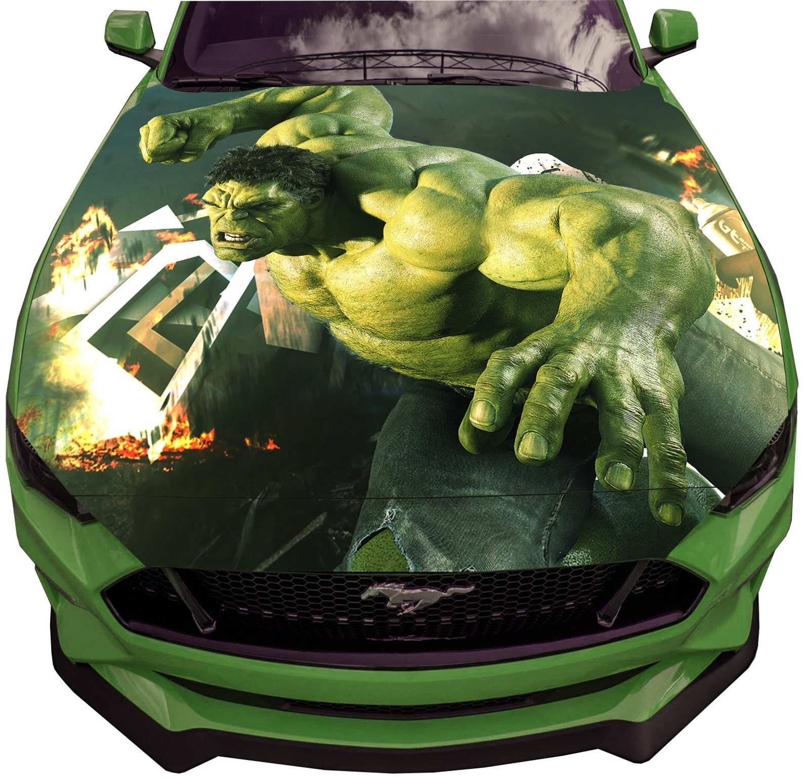 Vinyl Car Hood Wrap Full Color Graphics Decal Angry Hulk | Etsy