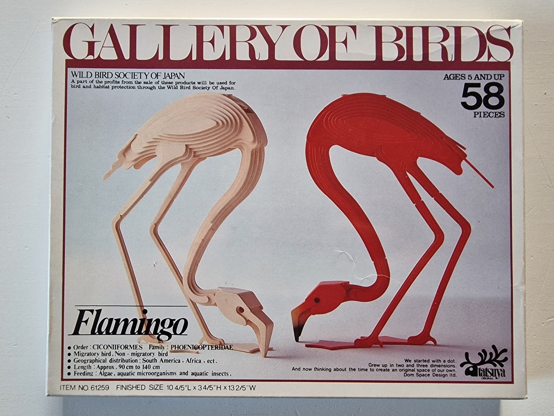 Vintage Tatsuya Gallery of Birds Flamingo Wooden Model Kit // Wooden 3D ...