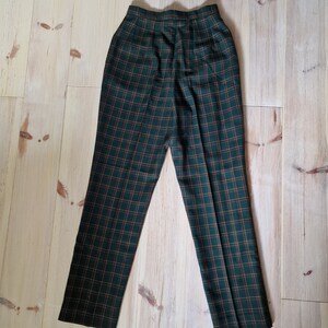 Vintage Women's Green Brown Plaid Pants // Retro Pants // W23 L26 XS ...