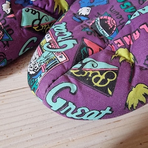 Vintage Purple House Slippers // Comic Art Print Fur Lounging Slippers ...