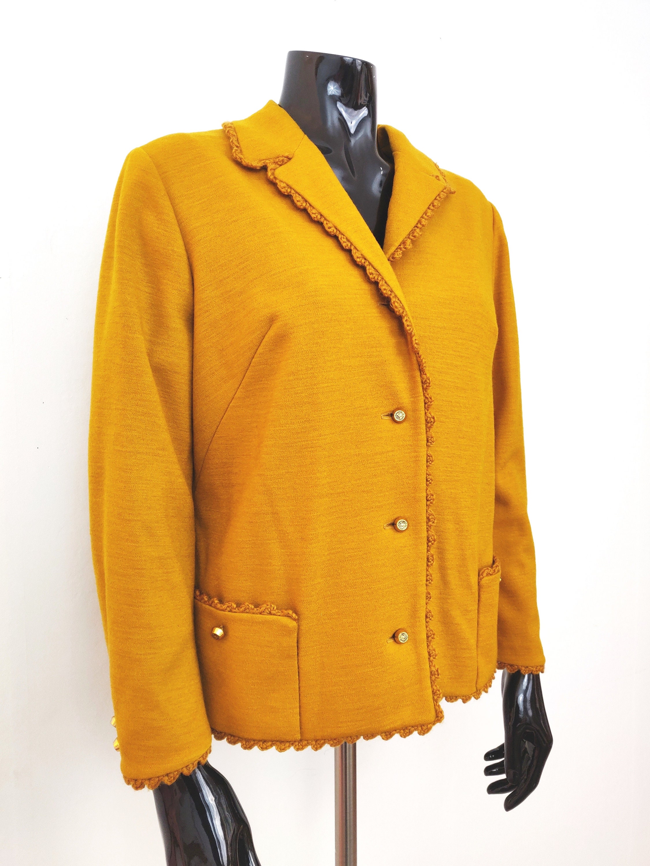 Vintage Women's Mustard Yellow Blazer // Long Sleeve Wool | Etsy