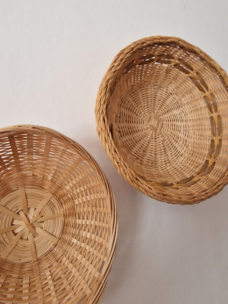 Vintage Set of 9 Woven Wicker Baskets // Basket Wall Art // - Etsy