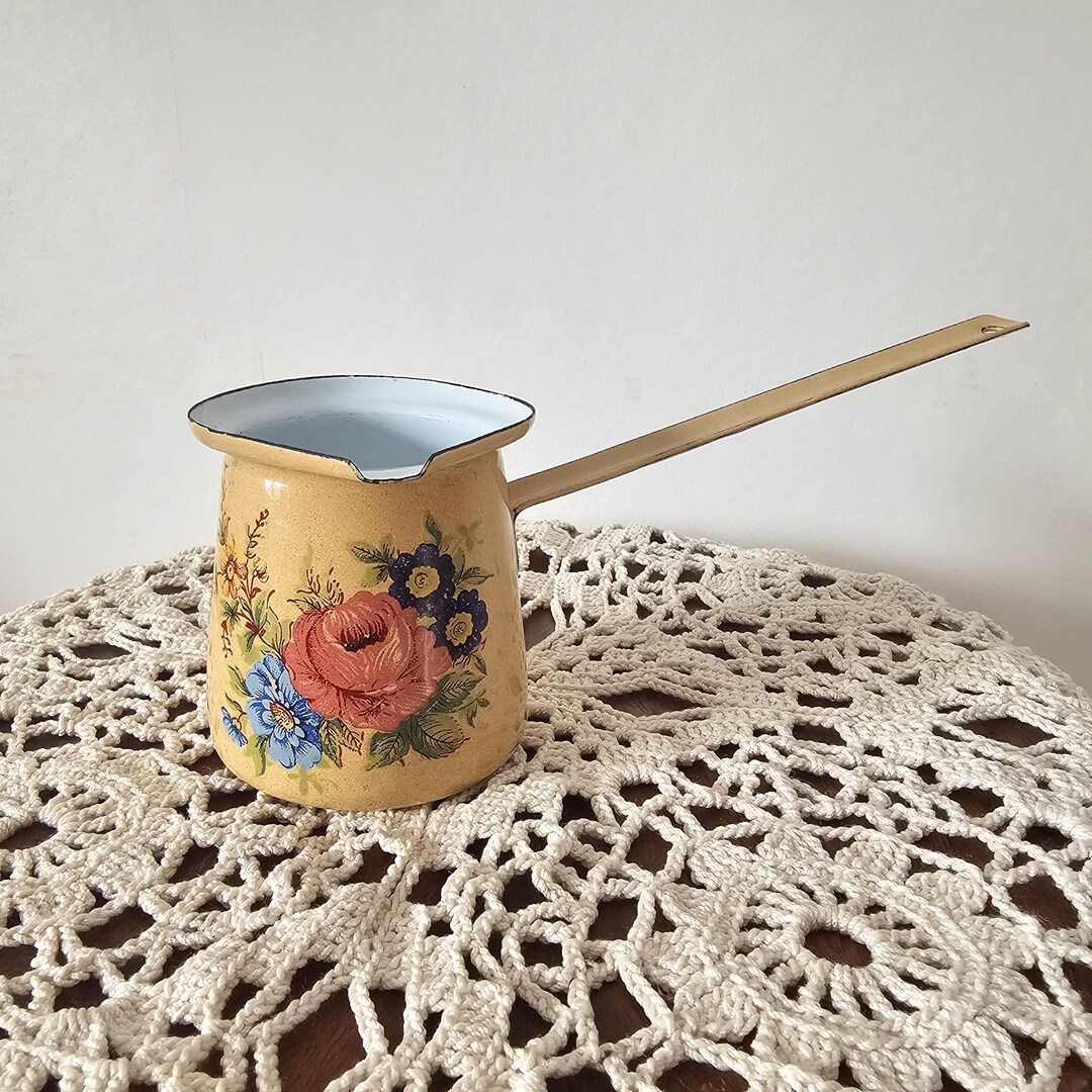 Vintage Enamel Coffee Pot / Floral Turkish Coffee Pot / Made in ...