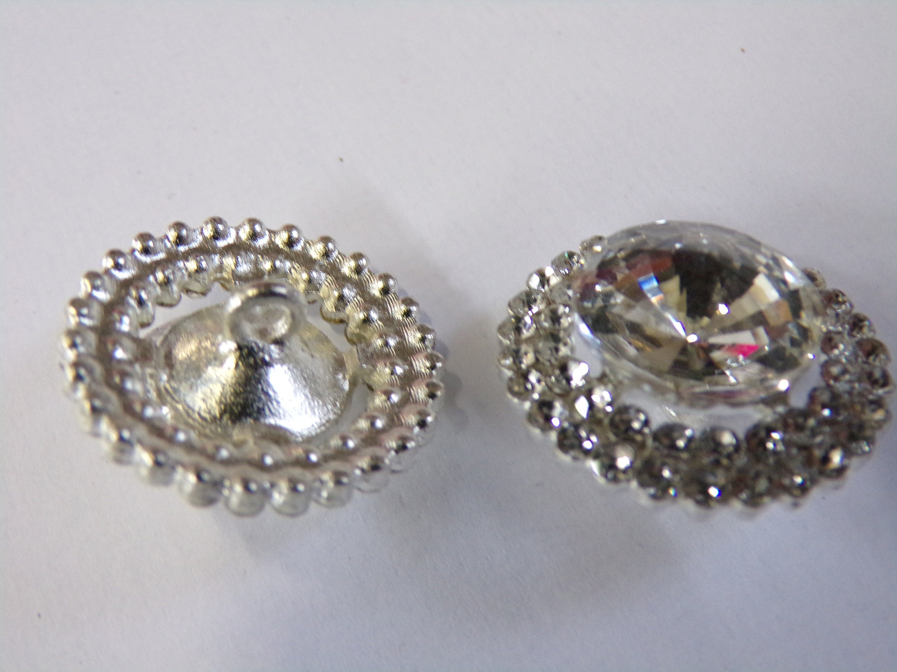 23mm Silver Diamante Button, Bridal Rhinestone Buttons, Fashion Buttons ...