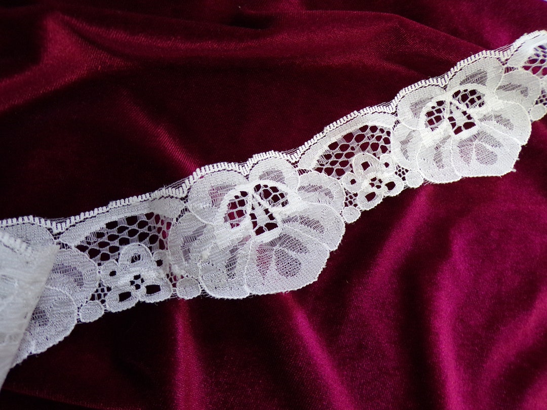 5cm Wide Black and White Lace Trim, Vintage Lace Trim, Rigid Lace ...