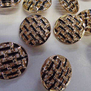 Metal Gold and Black Buttons, Vintage Buttons, Coat Buttons, Perfect ...