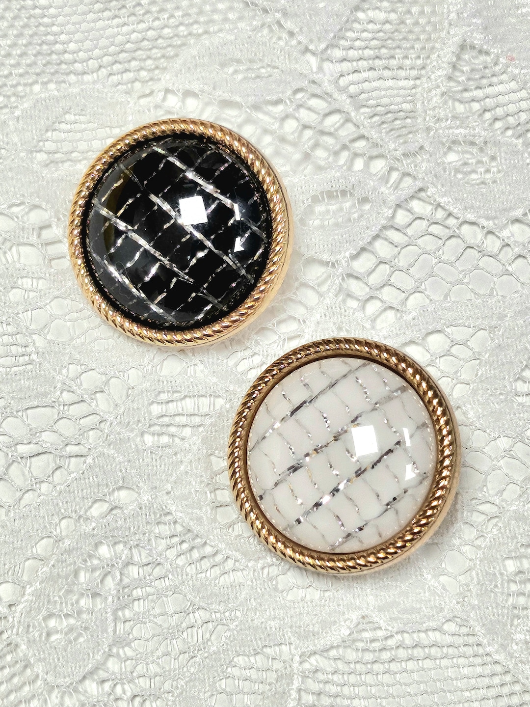 34L 21mm Black/white Marble Buttons, Gold Button, Metal Shank Button - Etsy