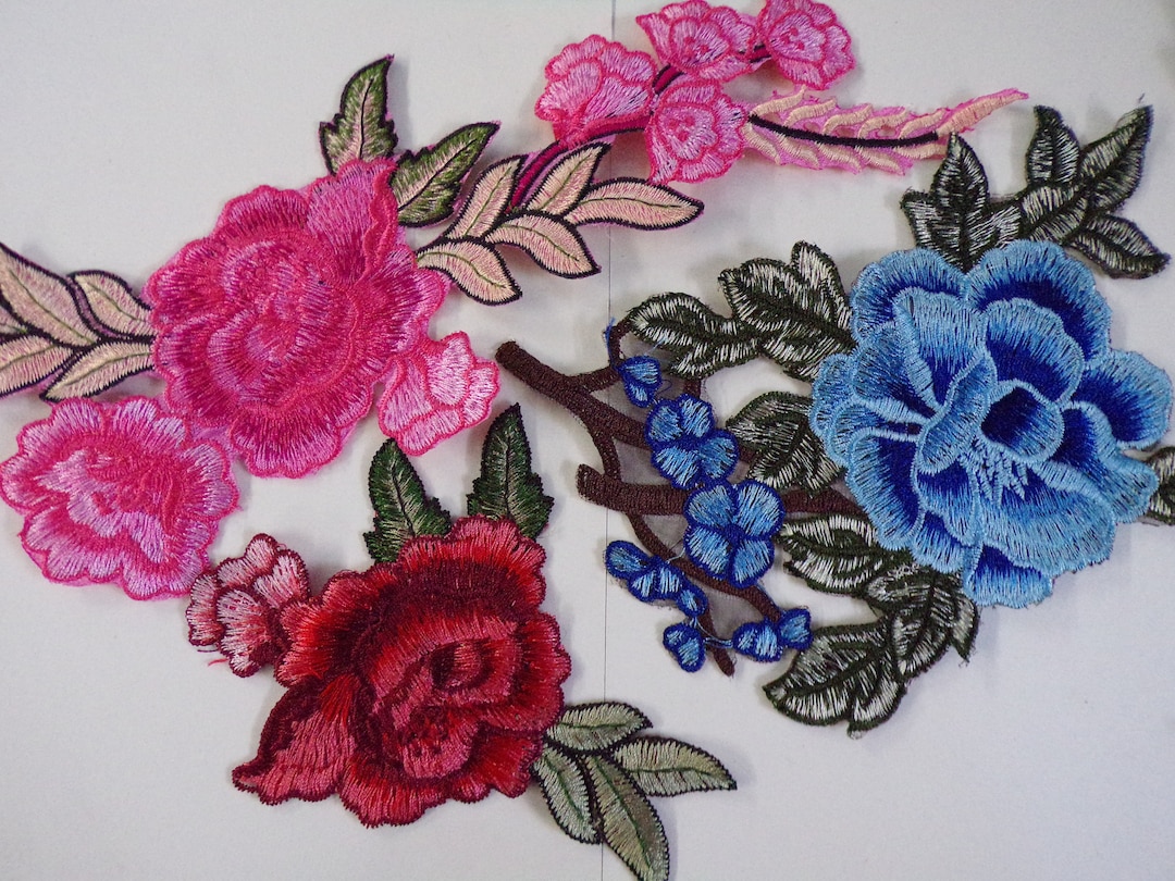 Iron on Embroidered Flower Patch, Sew on Patch, Glue on Patch, Badge ...
