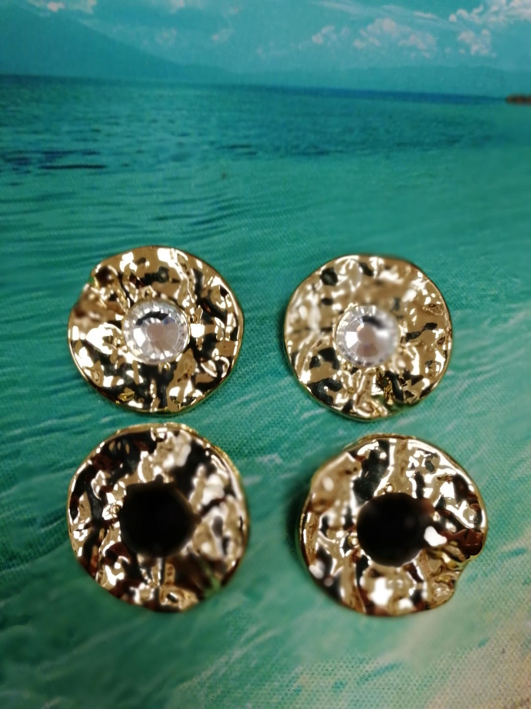Detailed Gold Button, Disc Button, Diamonte Button, Metal Button,shank ...