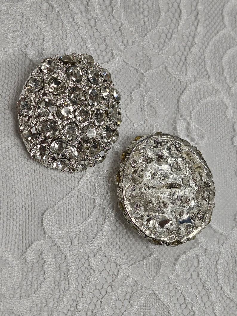 60L 38mm Silver Diamante Shank Buttons, Silver Shank Button, Metal ...