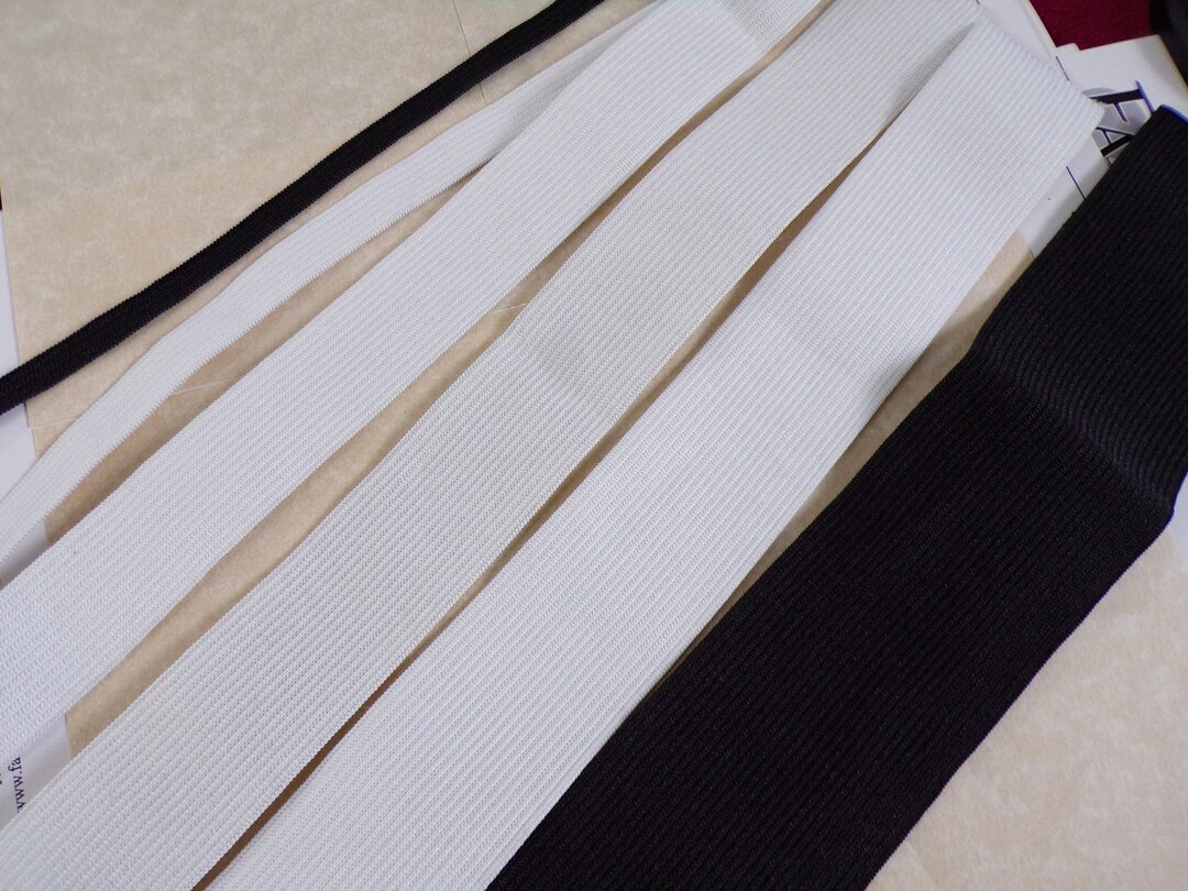 Flat Elastic, Knitted Elastic, Black or White, 7mm 12 Mm 25mm 30mm 37mm ...