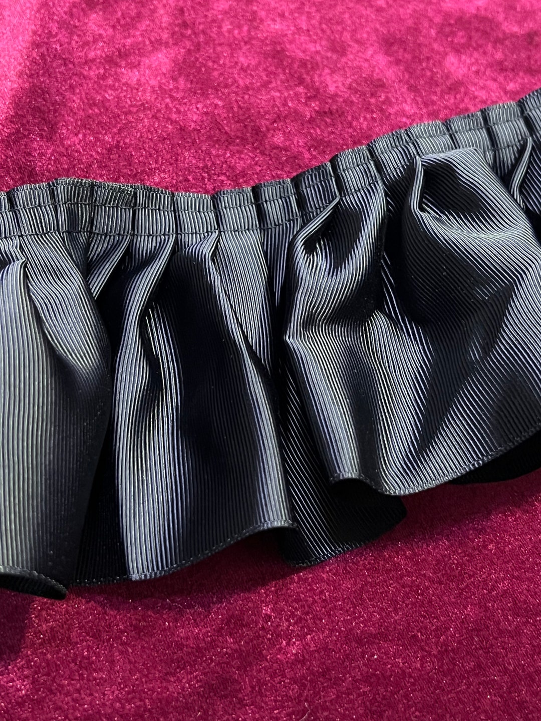 Black Pleated Edging Trim, Webbing Ribbon Material, Pleatded Trim ...