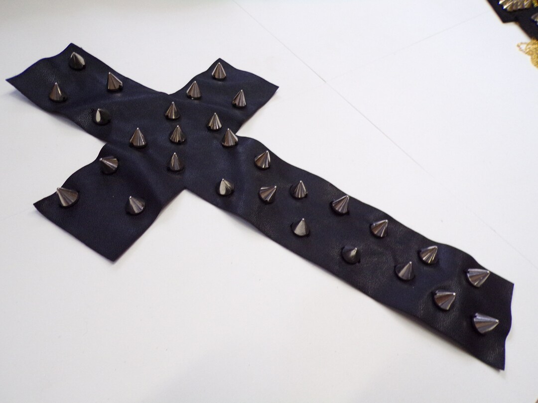 Studded Cross Applique 30cm, Appliqué, Cross, Stud, Gothic Cross, Cross ...