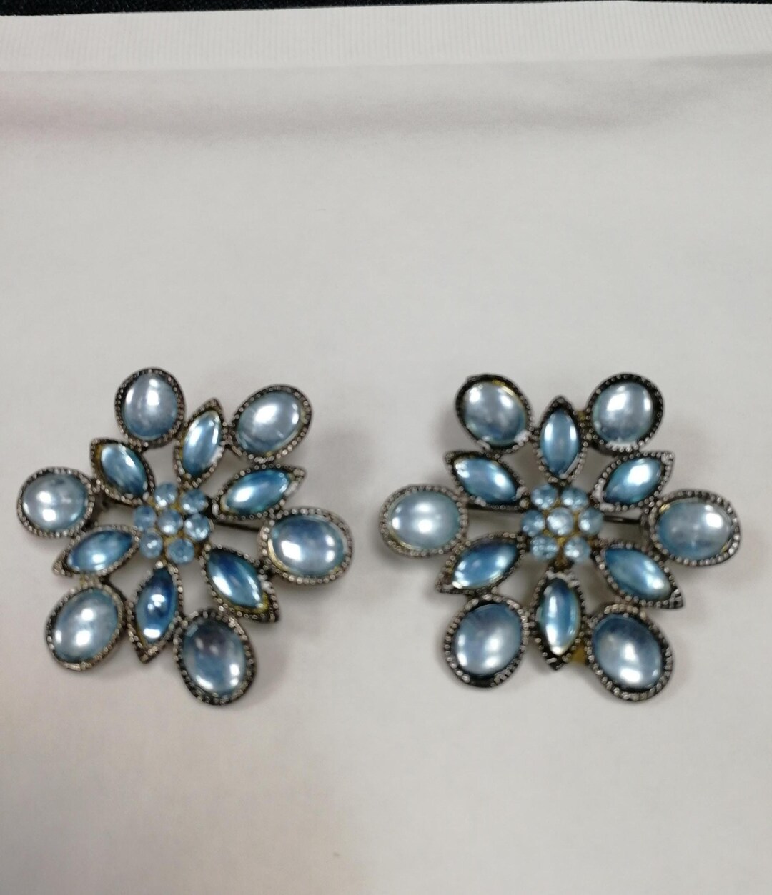 Metal / Blue Flower Brooch, Brooch, Silver Brooch, Brooch, Sarong ...