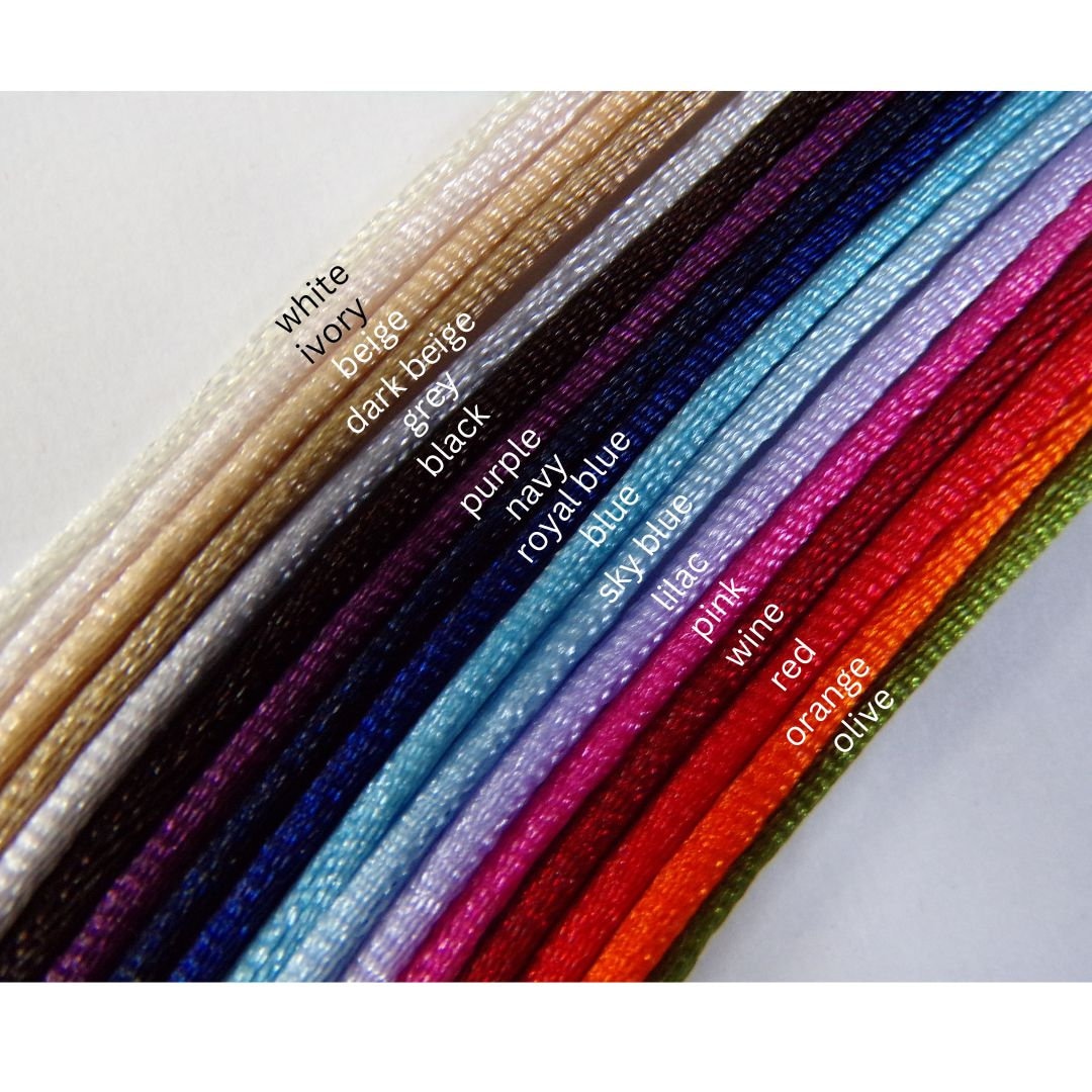 2mm, Satin Cord, Rattail Satin Cord, Rope, Cord, Ribbon, Jewellery ...
