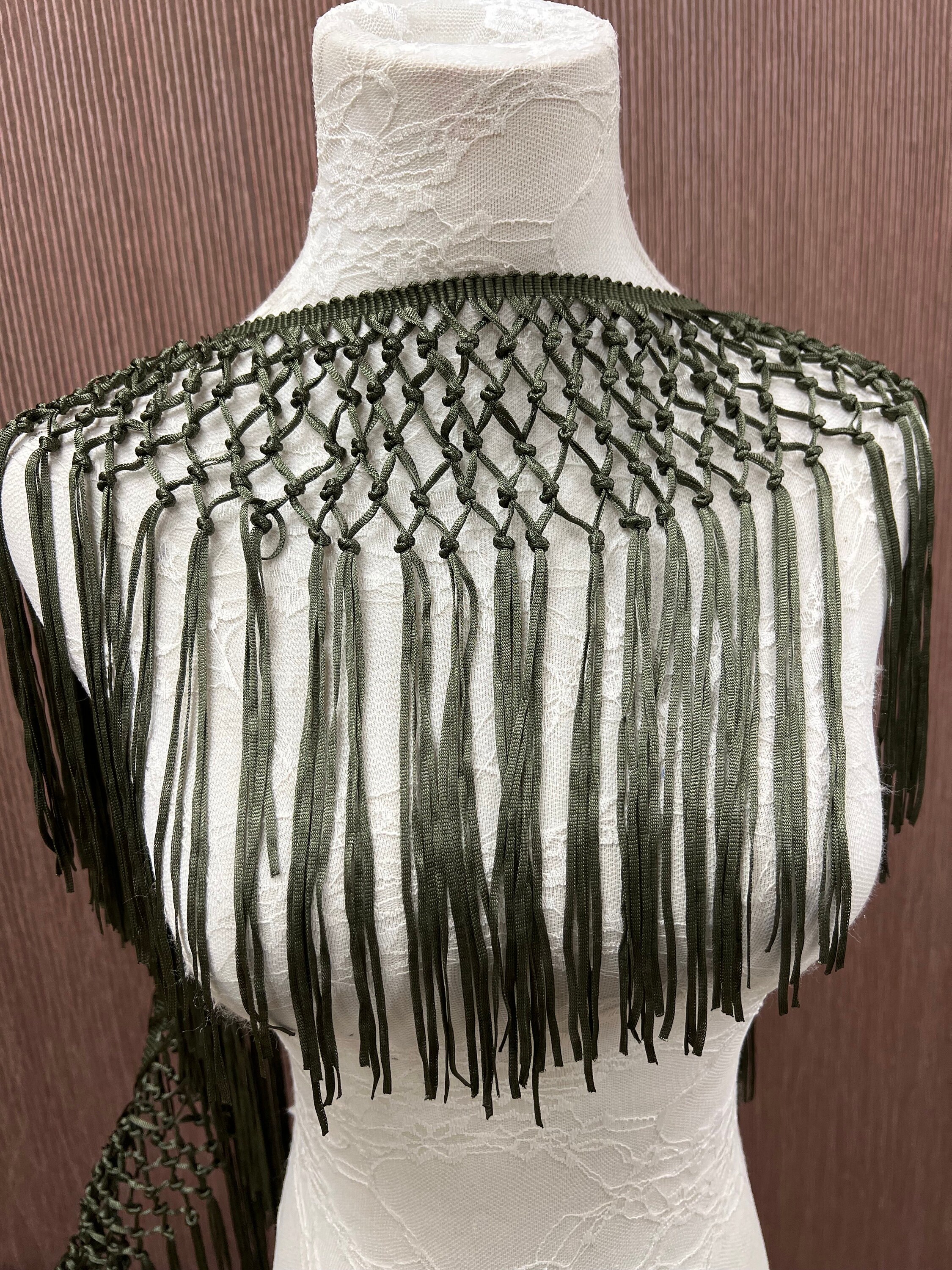 Woven Ribbon Knotted Fringe, Knotted Fringe, Ribbon Fringe, Decorative ...