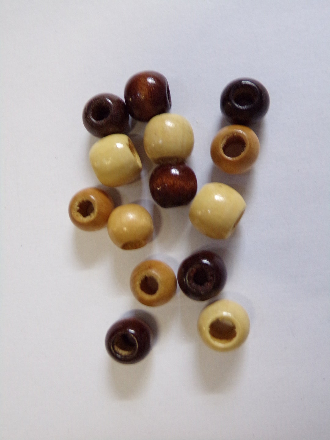 10mm, Round Wood Beads, Large Hole Beads, Macrame Beads, Jewel Beads ...