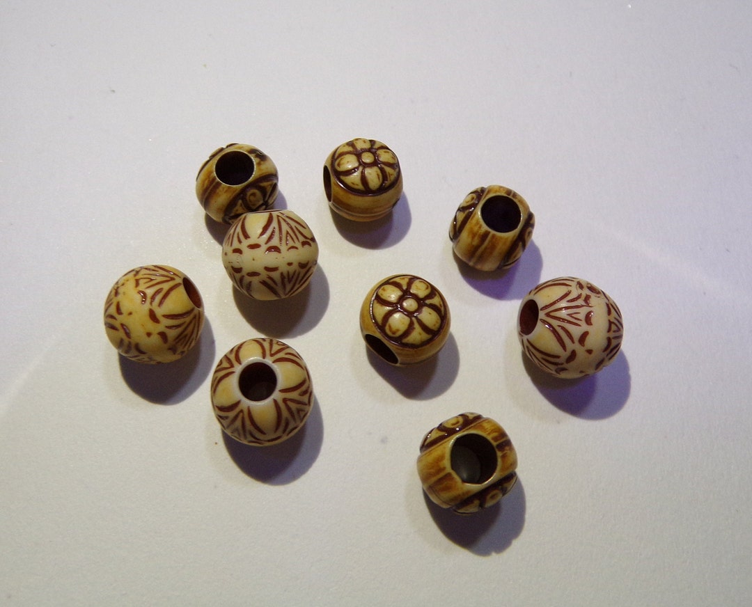 8mm 9mm, Round Acrylic Beads, Large Hole Beads, Macrame Beads, Jewel ...