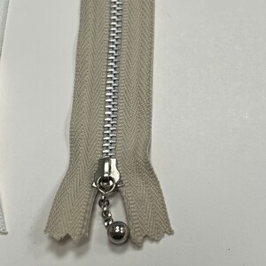 4'' YKK Metal Closed End Zip, Cream Zip, Beige Zip, YKK Zip, Metal Zip ...