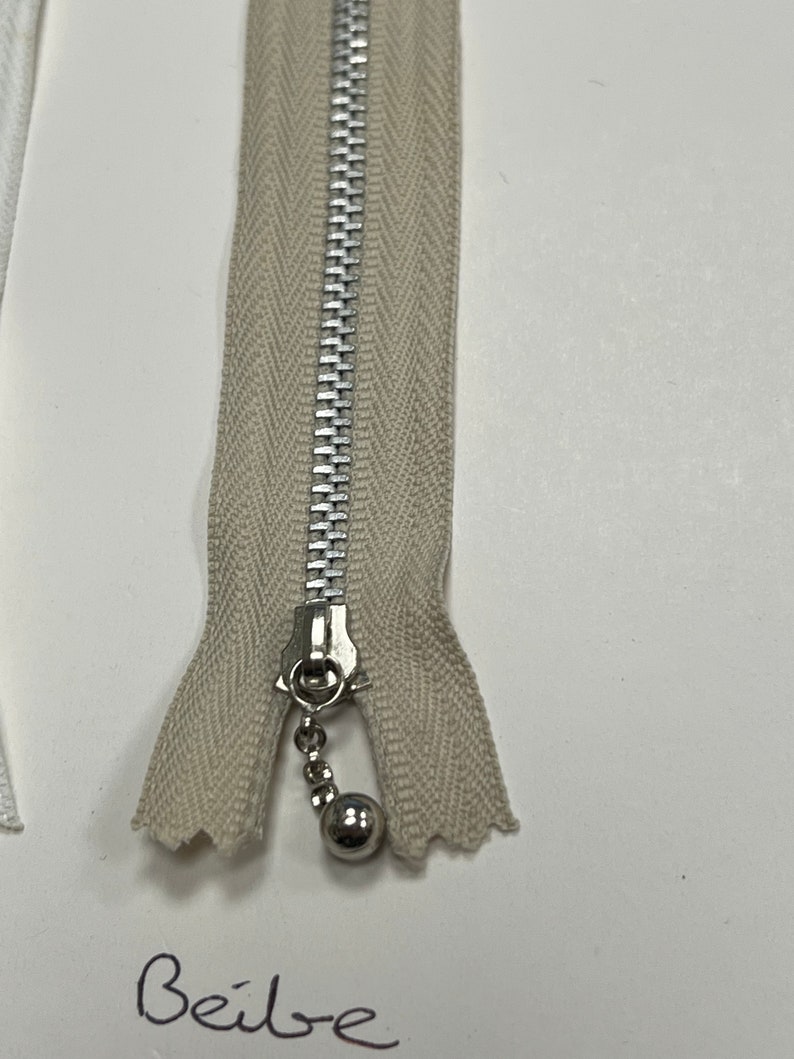 4'' YKK Metal Closed End Zip, Cream Zip, Beige Zip, YKK Zip, Metal Zip ...