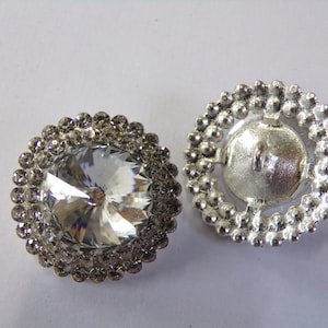 23mm Silver Diamante Button, Bridal Rhinestone Buttons, Fashion Buttons ...
