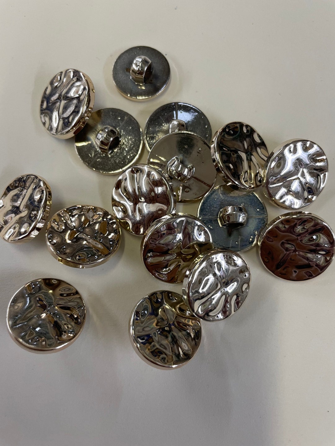 Hammered Buttons, 4 Sizes, Gold or Silver, Fancy Buttons, Buttons ...
