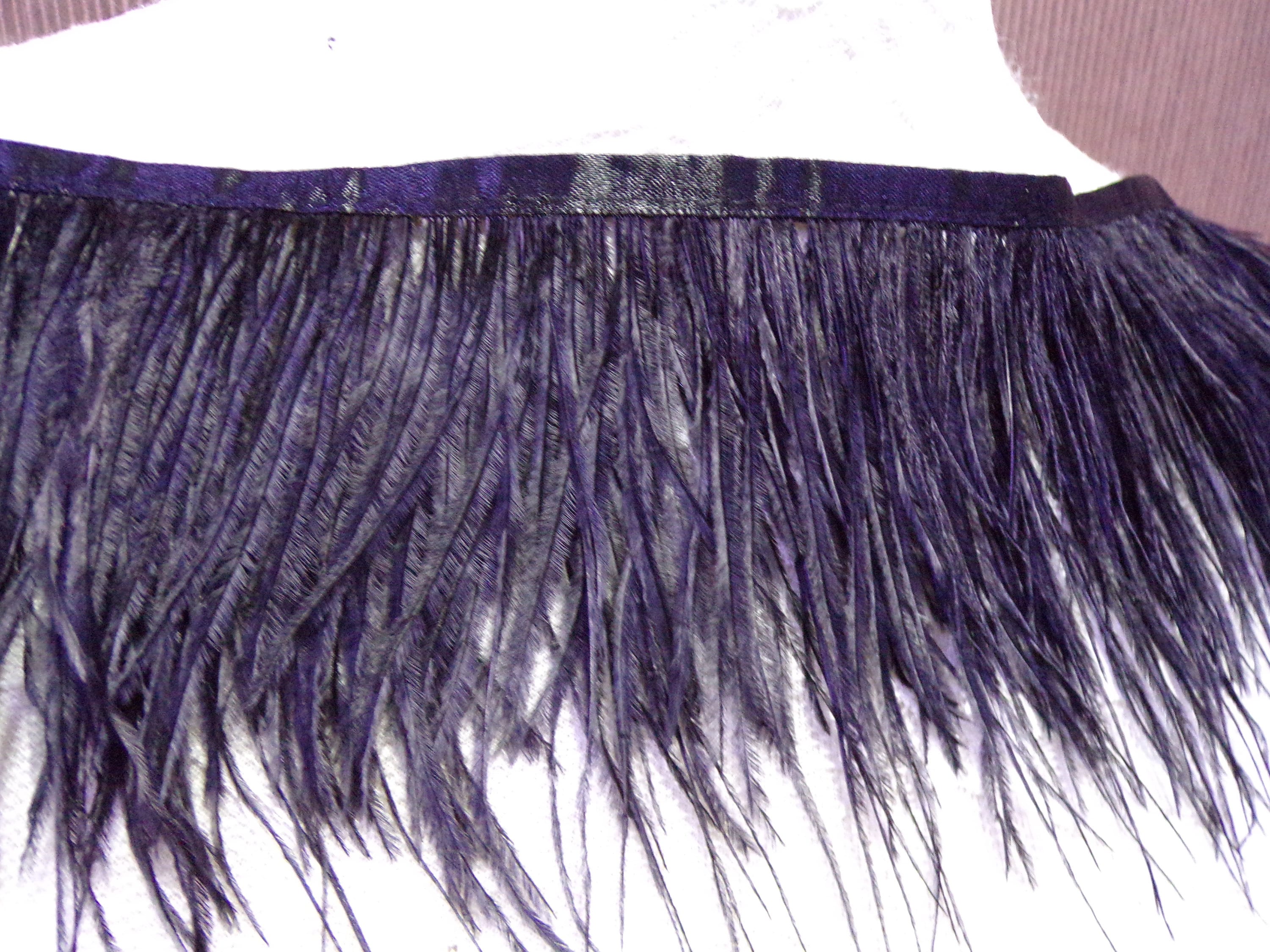 Black Feather Trim Feather Trimming Fringe With Satin Ribbon - Etsy