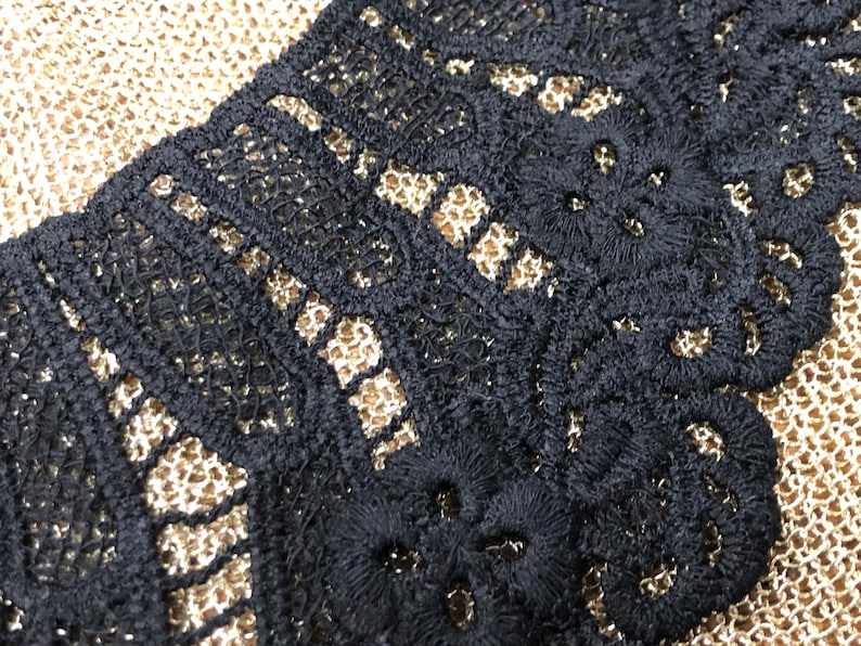 Neck Trim, Lace Appliqué, Black Cotton Trim, Neck Accessorie - Etsy