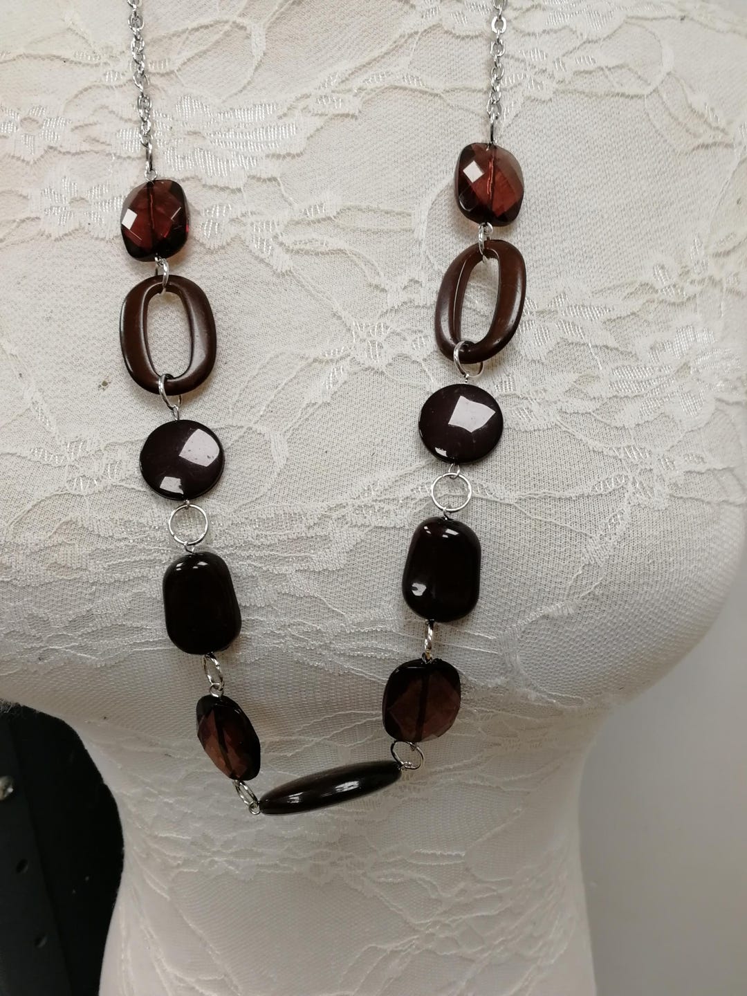 Dk Brown Colour Beads Necklace,beaded Necklace, Chain Jewellery, - Etsy