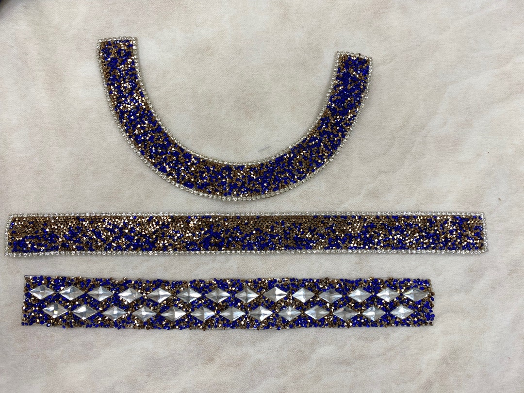 Jewel Iron on Trims Royal Blue, Rectangle, Collar, Necktrim - Etsy