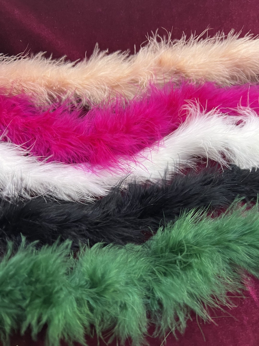 Marabou Feather Trimming - 1.8m Strips, Black Pink Ivory Green ...
