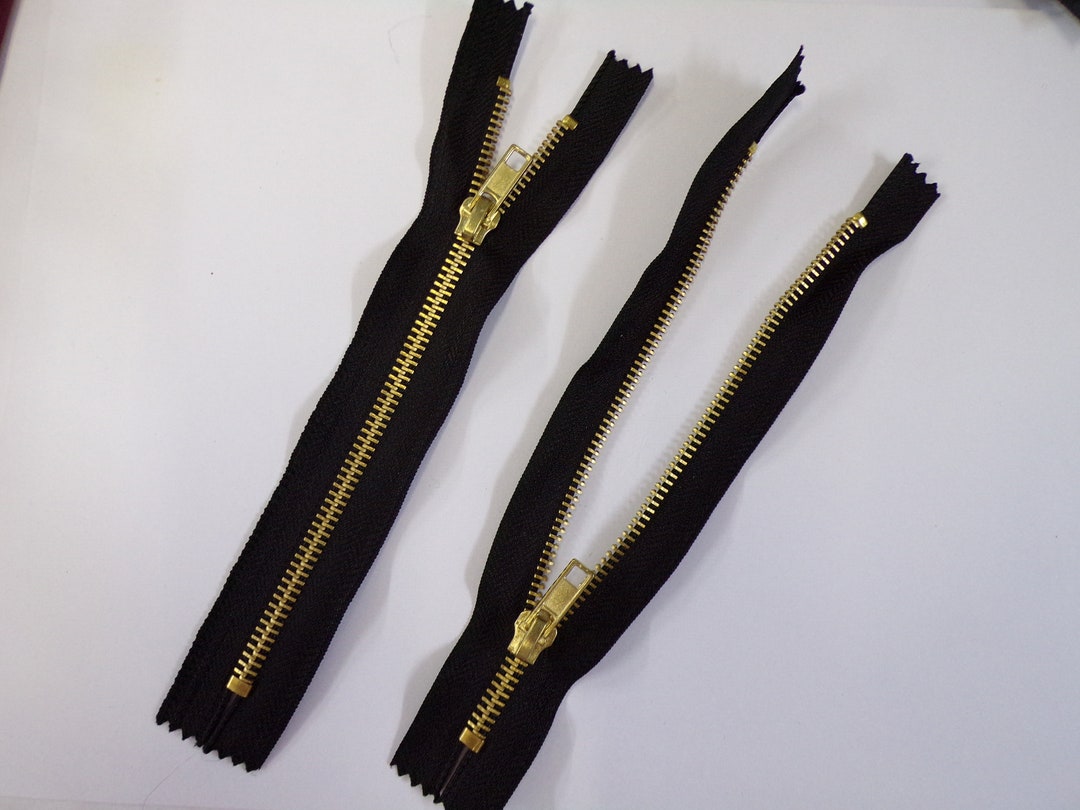 4”-23", Black Closed Ended Zip Metal Teeth, Zip, Gold Zip, Closed End ...