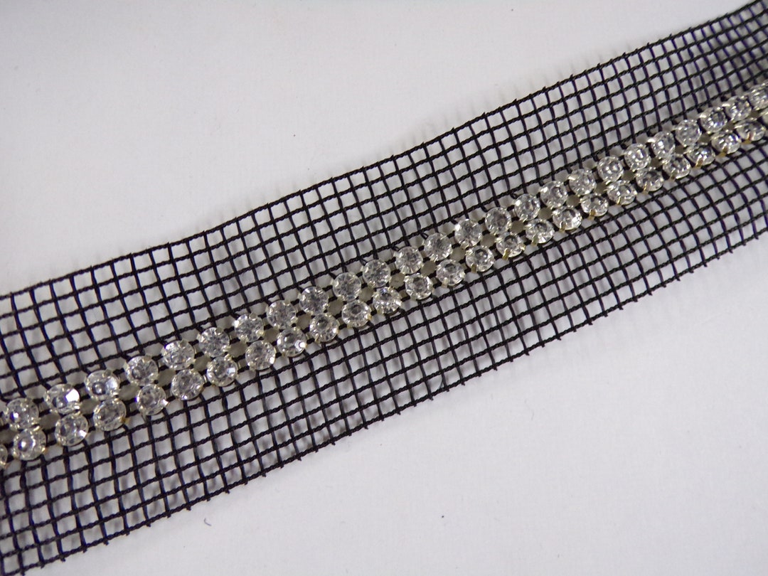 Rhinestones on Mesh, Diamante Mesh Tape, Sew on Crystals, Rhinestones ...