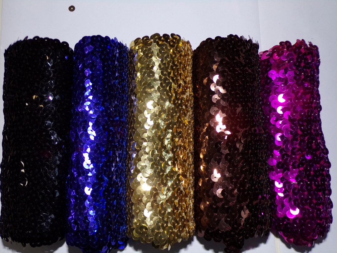 15cm Wide, Sequin Elastic, Sequin Stretch Trim, Sewing, Craft Sequin ...