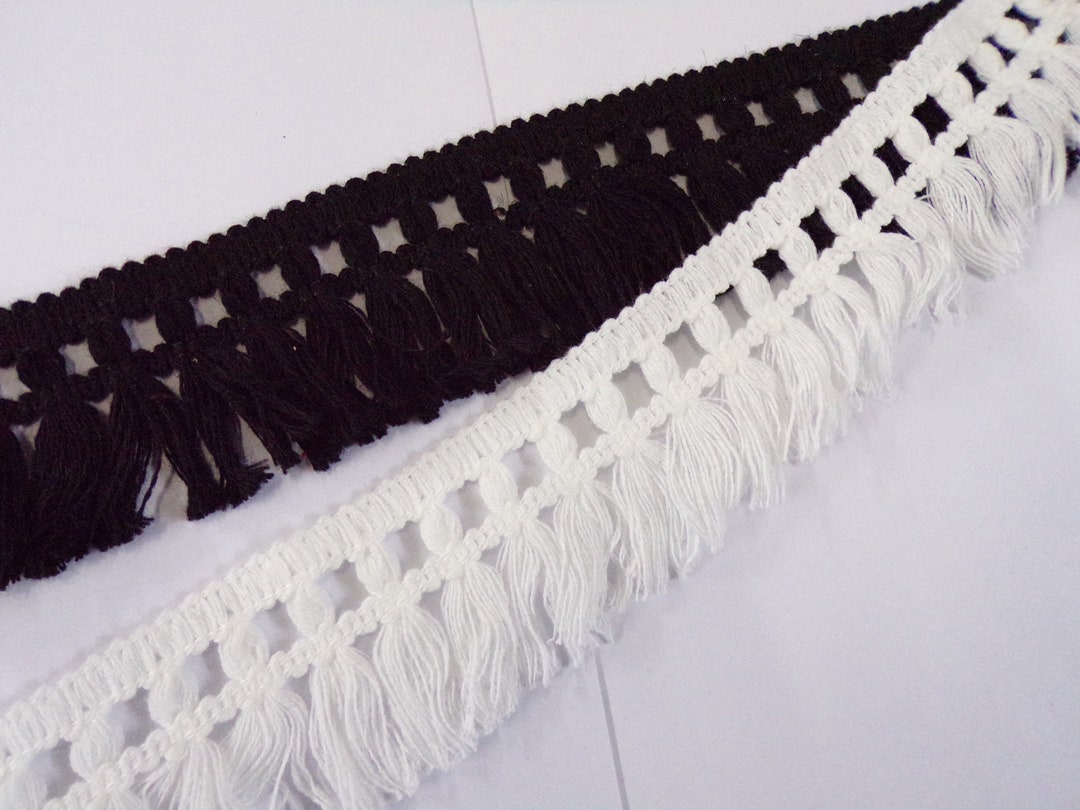 50mm Black White, Cotton Fringe Lace, Decorative Fringe, Lace Trimming ...