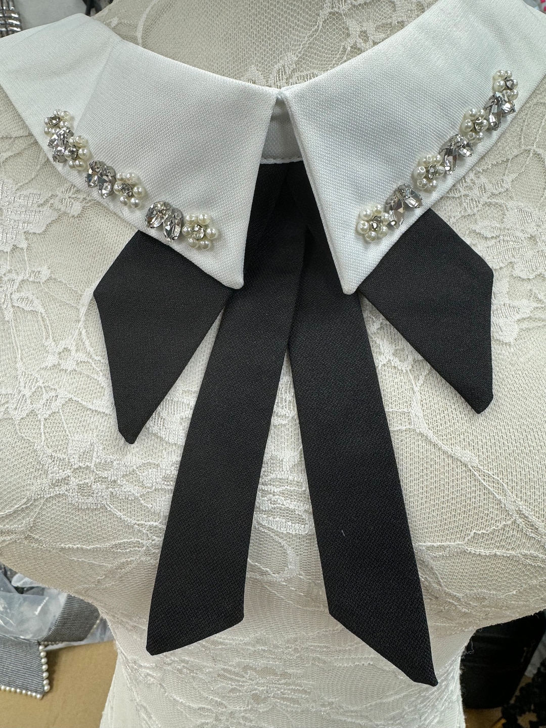 Collars, Black and White Collar, Jewel Collar, Shirt Collar - Etsy
