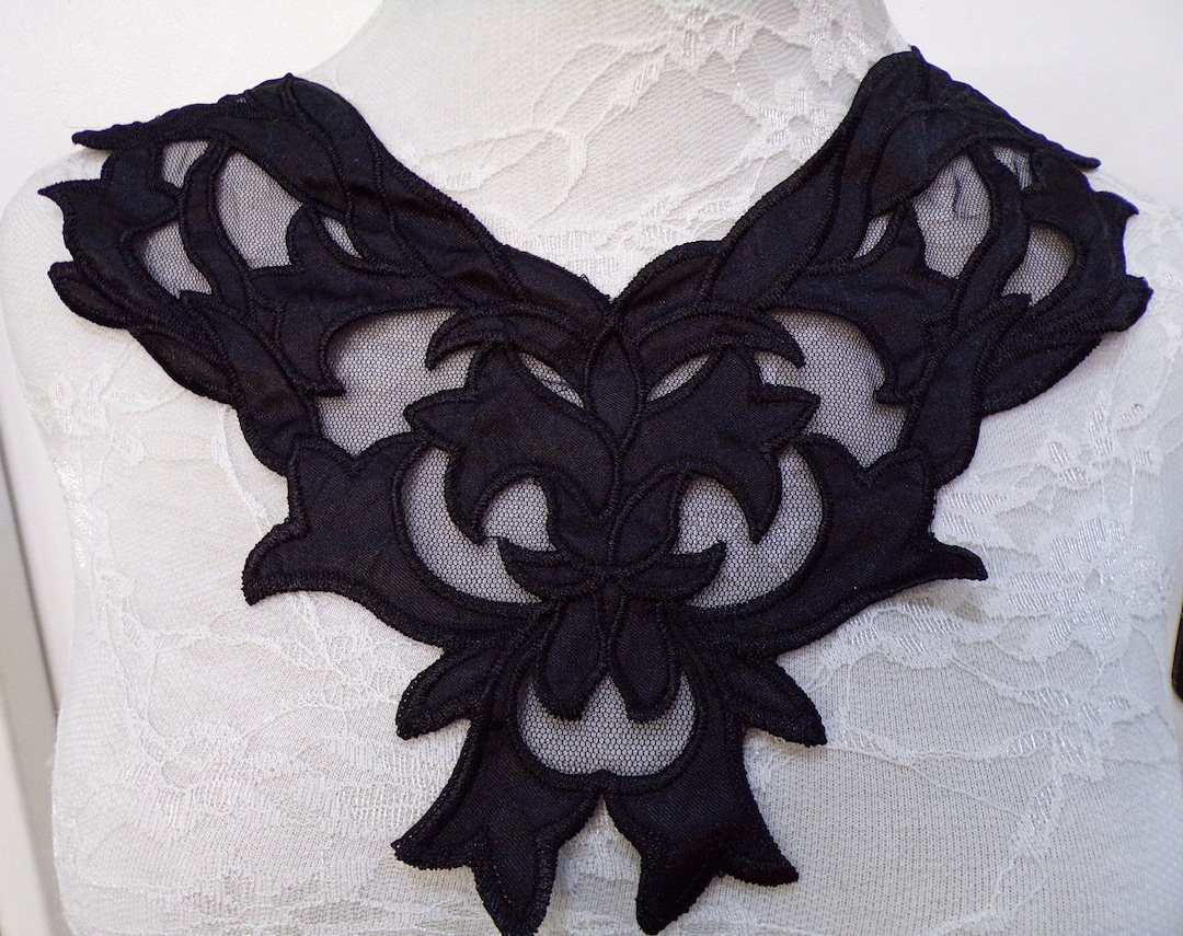 Black Neck Trim, Floral Neck Trim, Velvet Mesh Neck Trim, Velvet ...