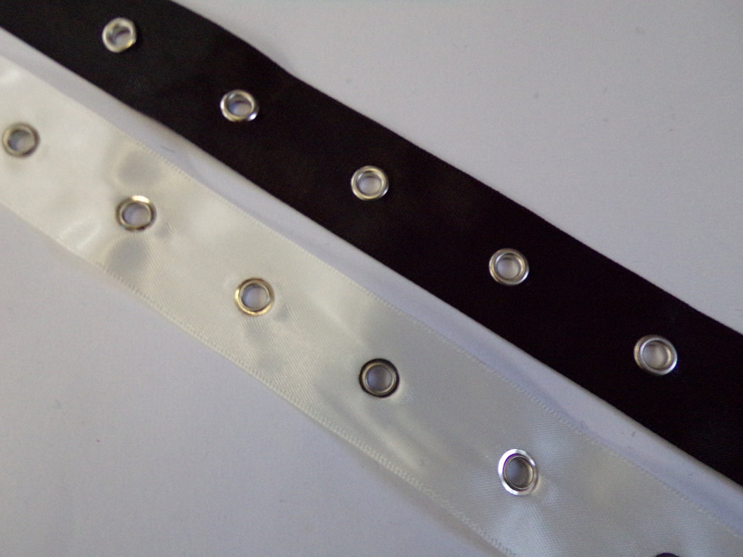 1 Meter - 1", Satin Eyelet Tape, Black or Ivory, Eyelet Tape, Eyelets ...