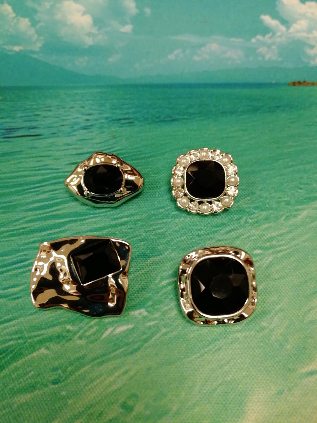 Detailed Black Stone Button, Button, Shank Button 4 Varieties - Etsy