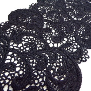 Vintage Style Black Cotton Lace Trim 13.5cm - Heavy Weight Thick ...