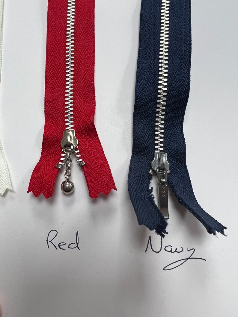 5'' YKK Metal Closed End Zip, Cream Zip, Navy Zip, YKK Zip, Metal Zip ...