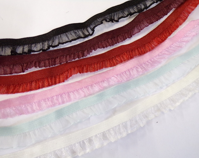 Velvet Ribbon With Sheer Ruffle Edge Ruffle Elastic 15mm Elastic Ribbon ...