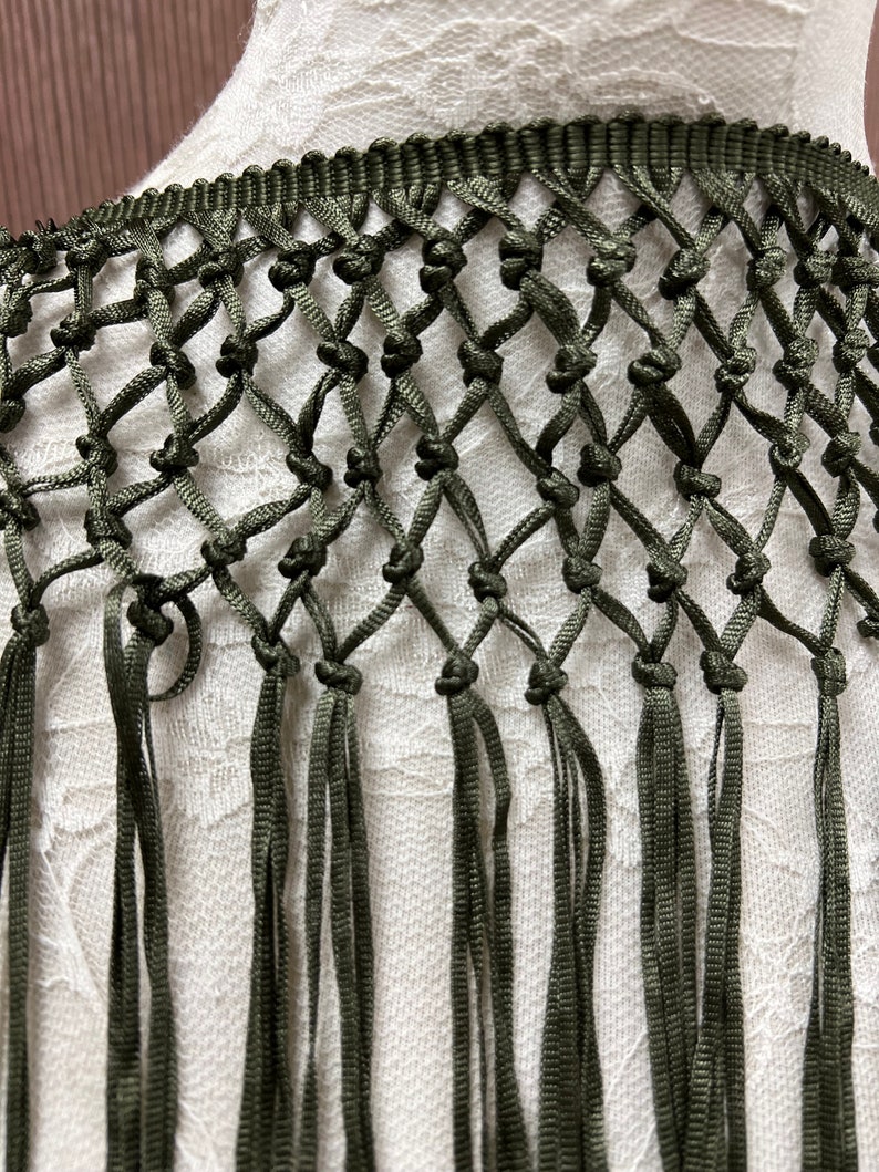 Woven Ribbon Knotted Fringe, Knotted Fringe, Ribbon Fringe, Decorative ...