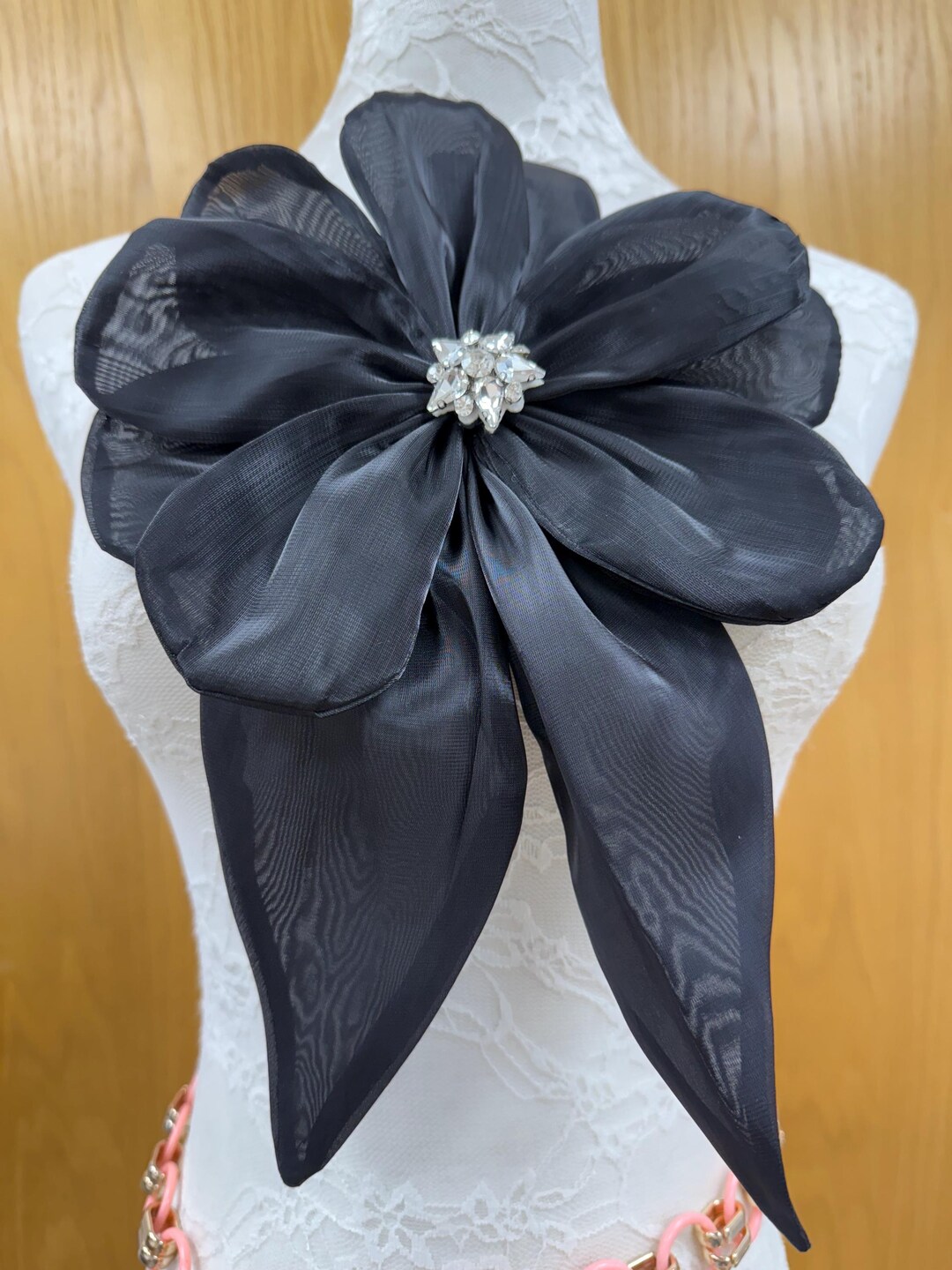 Organza Bow, Organza Corsage, Black Corsage Bow, Large Bow - Etsy