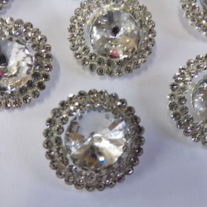 23mm Silver Diamante Button, Bridal Rhinestone Buttons, Fashion Buttons ...